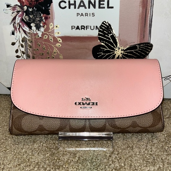 Coach | Bags | Coach Signature Pvc Leather Slim Envelope Long Wallet ...